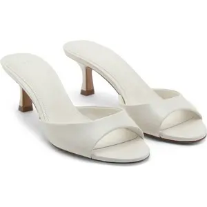 Mango Kitten Heel Slide Sandals - Ecru
