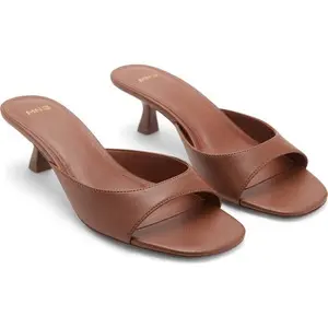 Mango Kitten Heel Slide Sandals - Leather