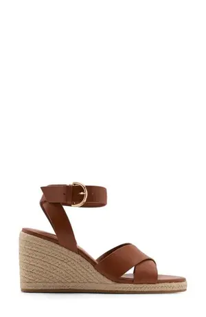 Mango Ankle Strap Wedge Sandal - Leather