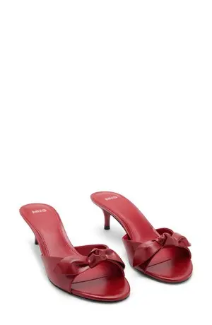 Mango Bow Strap Heeled Sandals - Red