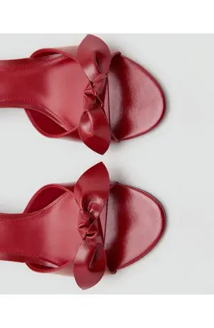 Mango Bow Strap Heeled Sandals - Red
