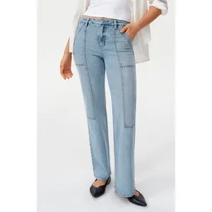 BAYEAS Seamed High-Waist Wide-Leg Jeans Light Blue