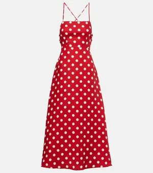 Posse Lori Polka-dot Linen Maxi Dress - Red