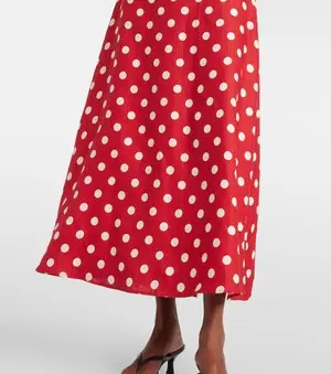 Posse Lori Polka-dot Linen Maxi Dress - Red