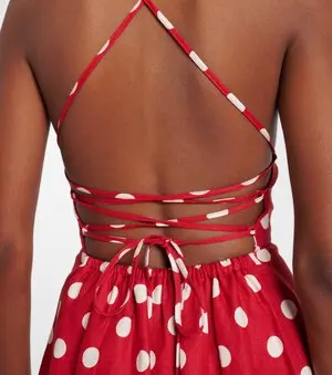 Posse Lori Polka-dot Linen Maxi Dress - Red