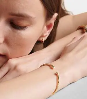 David Yurman Cablespira® Flex 18kt Cuff Bracelet With Freshwater Pearls And Diamonds - Gold