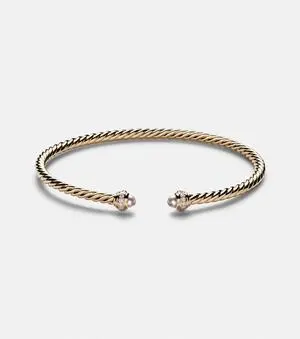 David Yurman Cablespira® Flex 18kt Cuff Bracelet With Freshwater Pearls And Diamonds - Gold