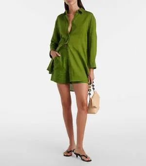 ERES High-rise Linen Shorts - Green