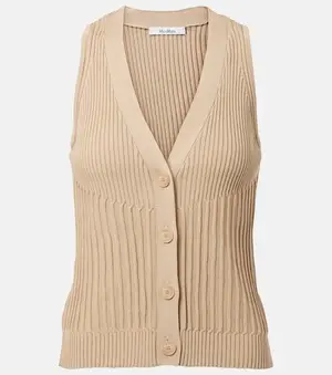 Max Mara Bimba Cotton-blend Crêpe Vest - Beige