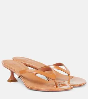 Amina Muaddi Juliette 45 Patent Leather Thong Sandals - Brown