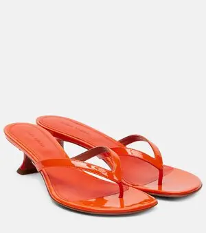Amina Muaddi Juliette 45 Patent Leather Thong Sandals - Orange