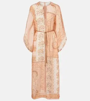 Zimmermann Lucky Printed Linen Midi Dress - Orange