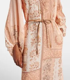 Zimmermann Lucky Printed Linen Midi Dress - Orange
