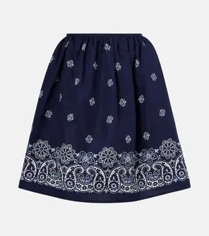 Miu Miu Bandana Cotton And Linen Miniskirt - Blue