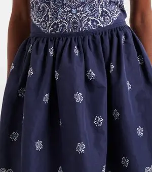 Miu Miu Bandana Cotton And Linen Miniskirt