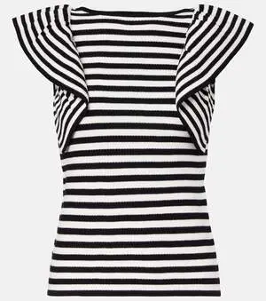 Max Mara Vieste Ruffled Striped Top - Black
