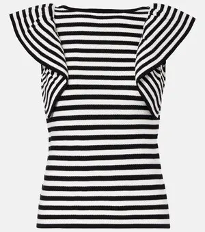 Max Mara Vieste Ruffled Striped Top - Black