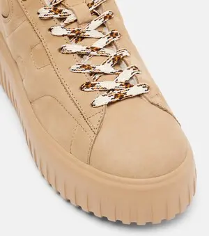 Hogan H-stripes Shearling-lined Suede Sneakers - Brown