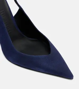 Attico Cheope 105 Suede Slingback Pumps - Blue