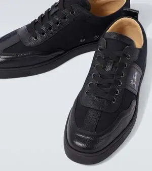 CHRISTIAN LOUBOUTIN Retero Logo Leather Sneakers - Black