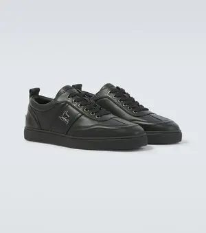 CHRISTIAN LOUBOUTIN Retero Logo Leather Sneakers - Black