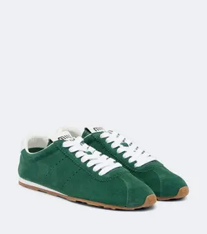 Miu Miu Plume Suede Sneakers - Green