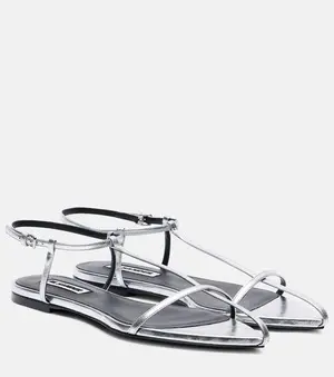 JIL SANDER Metallic Leather Sandals - Silver