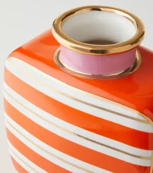 Jonathan Adler Portofino Striped Porcelain Vase - Orange