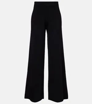 Max Mara Lama Crêpe Wide-leg Pants - Black