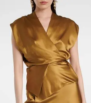 THE SEI Silk Satin Wrap Top