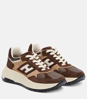 Hogan H669 Suede And Leather Sneakers - Brown