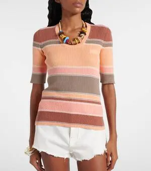 Chloé Striped Ribbed-knit Cotton Top