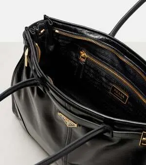 Prada Bonnie Large Leather Shoulder Bag - Black