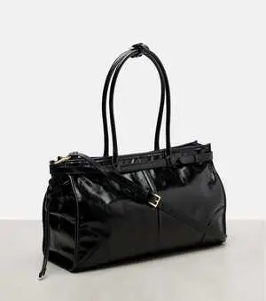 Prada Bonnie Large Leather Shoulder Bag - Black