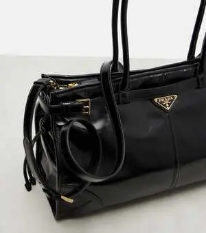 Prada Bonnie Large Leather Shoulder Bag - Black