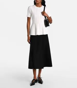 Max Mara Lazio Pleated Crêpe Midi Skirt - Black