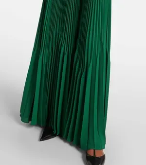 Max Mara Gersa Plissé Sablé Georgette Gown - Green