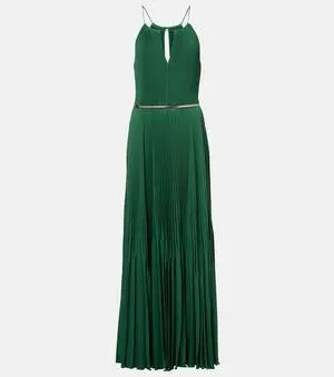 Max Mara Gersa Plissé Sablé Georgette Gown - Green