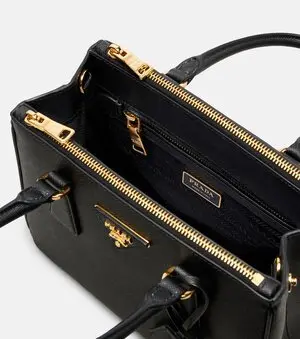 Prada Small Galleria Leather Tote Bag - Black