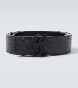 CHRISTIAN LOUBOUTIN Mooncrest Reversible Leather Belt - Black