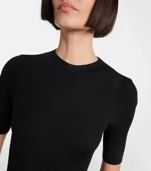 Khaite Celina Ribbed-knit Top - Black