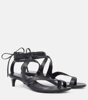 Khaite Aimee 35 Leather Sandals - Black