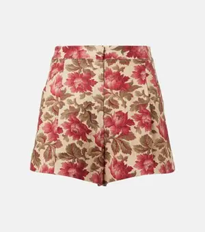 Posse Rosalie Floral Linen Shorts - Red