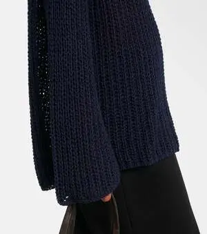 Khaite Elowen Open-knit Cotton-blend Sweater - Blue