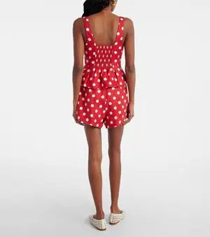 Posse Rosalie Polka-dot Linen Top - Red