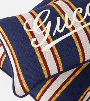 Gucci Logo Striped Cotton Cushion