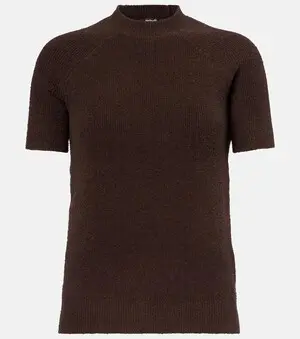 TOTEME Knitted Cotton-blend Terry Top - Brown