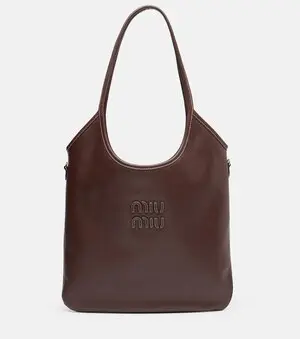 Miu Miu Ivy Medium Leather Tote Bag - Brown