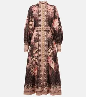 Zimmermann Illuminate Floral Linen Midi Dress - Multicoloured
