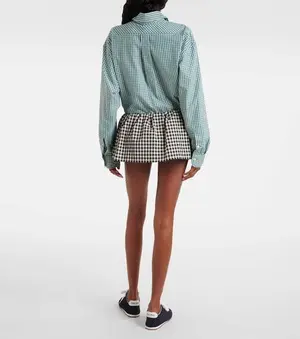 Miu Miu Bubble Gingham Cotton Miniskirt